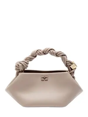 GANNI Bou Mini Leather Top Handle Bag - Beige