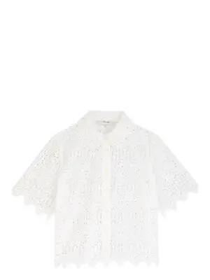 FRAME The Deco Eyelet-embroidered Cotton Blouse - White