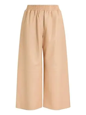 ARMA Elizabeth Wide-leg Leather Trousers - Beige