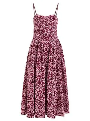 SIMKHAI Floral-Embroidered Cotton Midi Dress