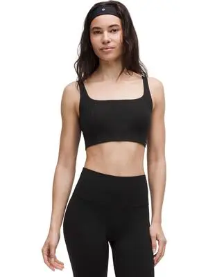 Lululemon Bend This Ribbed Scoop And Square Bra Black