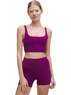 Lululemon Bend This Ribbed Scoop And Square Bra Chilled Grape