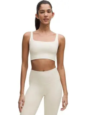 Lululemon Bend This Ribbed Scoop And Square Bra Light Ivory