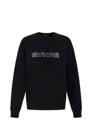 Roberto Cavalli Logo-studded Cotton Sweatshirt - Black