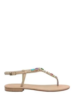 EMANUELA CARUSO CAPRI Crystal-embellished Flat Sandals - Neutrals