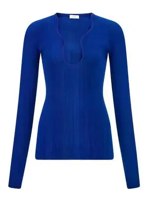 FERRAGAMO Ribbed Long-sleeve Top - Blue