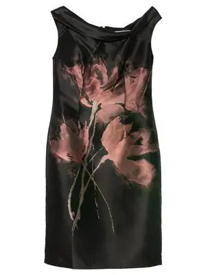 Talbot Runhof Floral-jacquard Midi Dress - Black