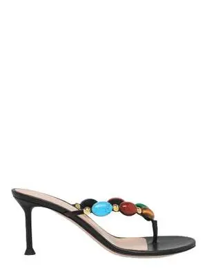 GIANVITO ROSSI Shanti Thong 70 Sandals - Black Suede And Nappa