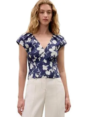 Rebecca Taylor Bea Linen Blouse - Navy Combo