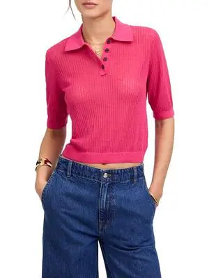 Madewell Short Sleeve Polo Sweater - Bright Pink