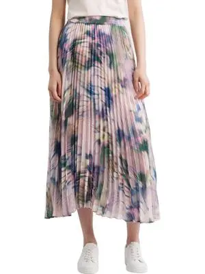 Hugo Boss Vlissole Pleated Midi Skirt - Pastel Floral