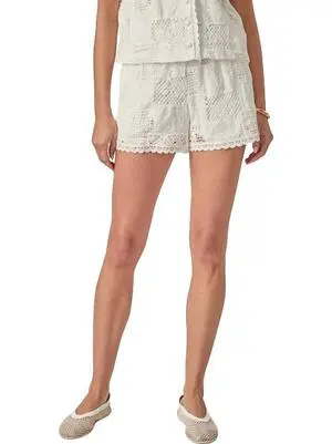 English Factory Crochet Lace Cotton Shorts - White