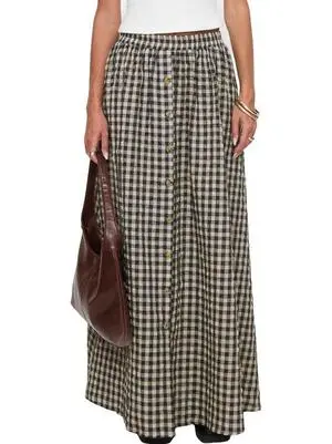 Princess Polly Cartmel Check Maxi Skirt - Black /cream