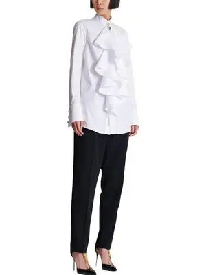 Balmain Ruffled Poplin Shirt - White