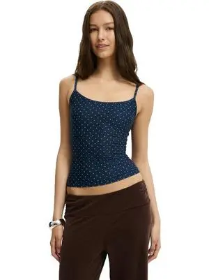 COTTON ON Hold Me Cami Mon Polka Dot Oxford Blue