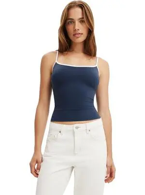 COTTON ON Hold Me Cami Shadow Navy White Bind