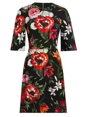Dolce & Gabbana Floral-print Mini Dress - Black