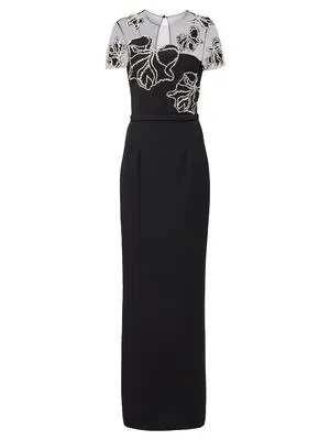 Safiyaa Embellished Crepe Gown - Black