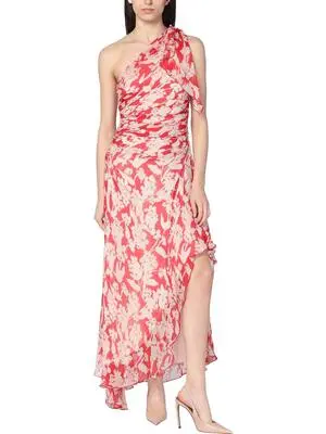 Victoria Beckham One-shoulder Draped Midi Dress - Red