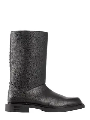Fendi Leather Frame Boots Black