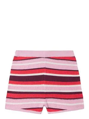La DoubleJ Veneziana Striped Ribbed Cotton Shorts - Red