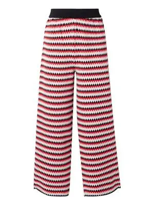 La DoubleJ Cropped Wide-leg Jacquard-knit Pants - Red