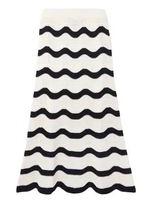 LA DOUBLEJ Striped Pointelle-Knit Cotton Maxi Skirt
