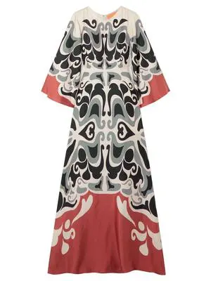 LA DOUBLEJ Printed Silk-Twill Maxi Dress