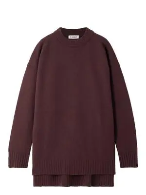JIL SANDER Oversized Wool Sweater - Burgundy