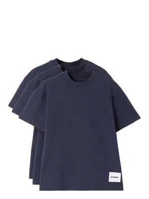 JIL SANDER Three-pack Appliquéd Cotton-jersey T-shirts - Blue