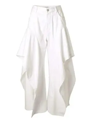 Alaïa Ruffled Wide-leg Jeans - White