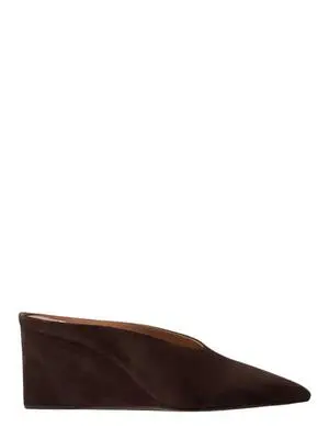 ALAÏA 75 Suede Point-Toe Wedge Mules