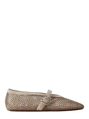 Alaïa Alaïa Suede-Trimmed Mesh Ballet Flats Neutrals