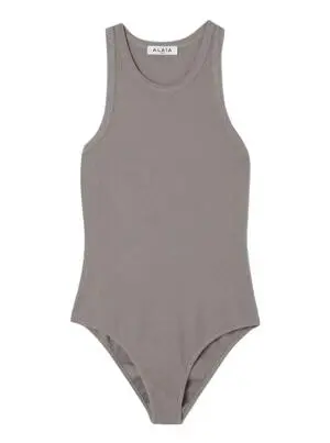 Alaïa Ribbed-knit Bodysuit - Gray