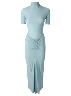 Alaïa Ruched Stretch-jersey Midi Dress - Blue