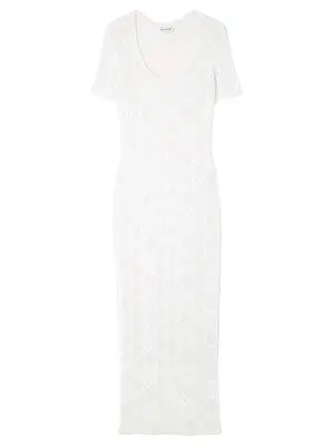 Alaïa Open-knit Midi Dress - White