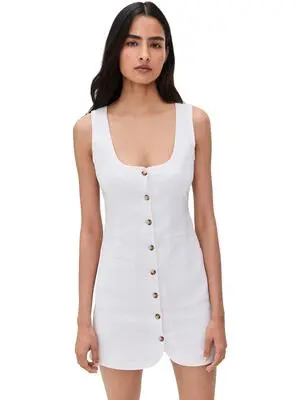 LE JEAN Linen Cassidy Mini Dress - White