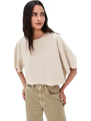 AGOLDE Arli Oversized Cropped Tee - Brown Rice