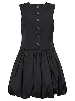 AMY LYNN Woven Mini Dress With Puffball Skirt - Black