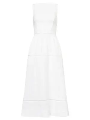 REFORMATION Everett Square-neck Linen Midi Dress - White
