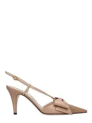 Valentino Garavani Bowow 85 Leather Heeled Courts - Pale Pink