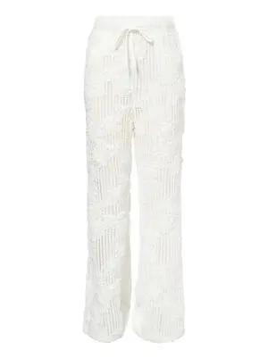 AMY LYNN Floral Crochet Straight-leg Trousers - White