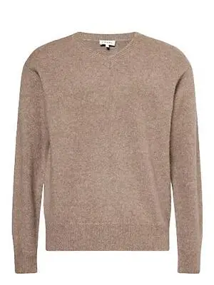 FRAME V-neck Cashmere And Silk Jumper - Soft Mocha