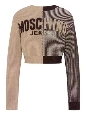 Moschino Intarsia-knit Cropped Sweater - Brown