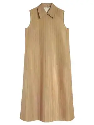 JIL SANDER Pinstriped Midi Dress - Neutrals