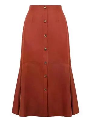 Agnona Button-fastening Midi Skirt - Brown