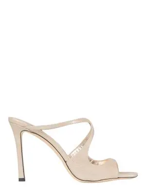JIMMY CHOO Anise 95 Gold Metallic Leather Mules - Soft Gold