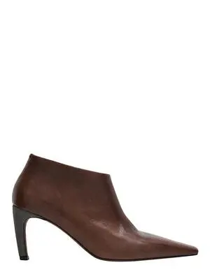 Brunello Cucinelli Leather Monili-heel Ankle Booties - Cacao
