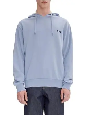 A.p.c. Boxy Petite V.p.c. Logo Hoodie - Bleu Gris/ Dark Navy