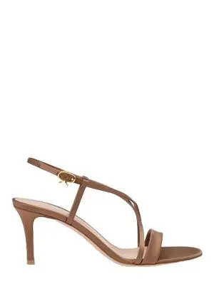GIANVITO ROSSI Larisse 70 Open Toe Sandals - Brown Fabric